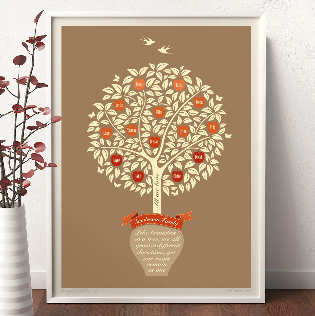 Personalised Family Tree Print – A Gift for Families – The Typecast Gallery
