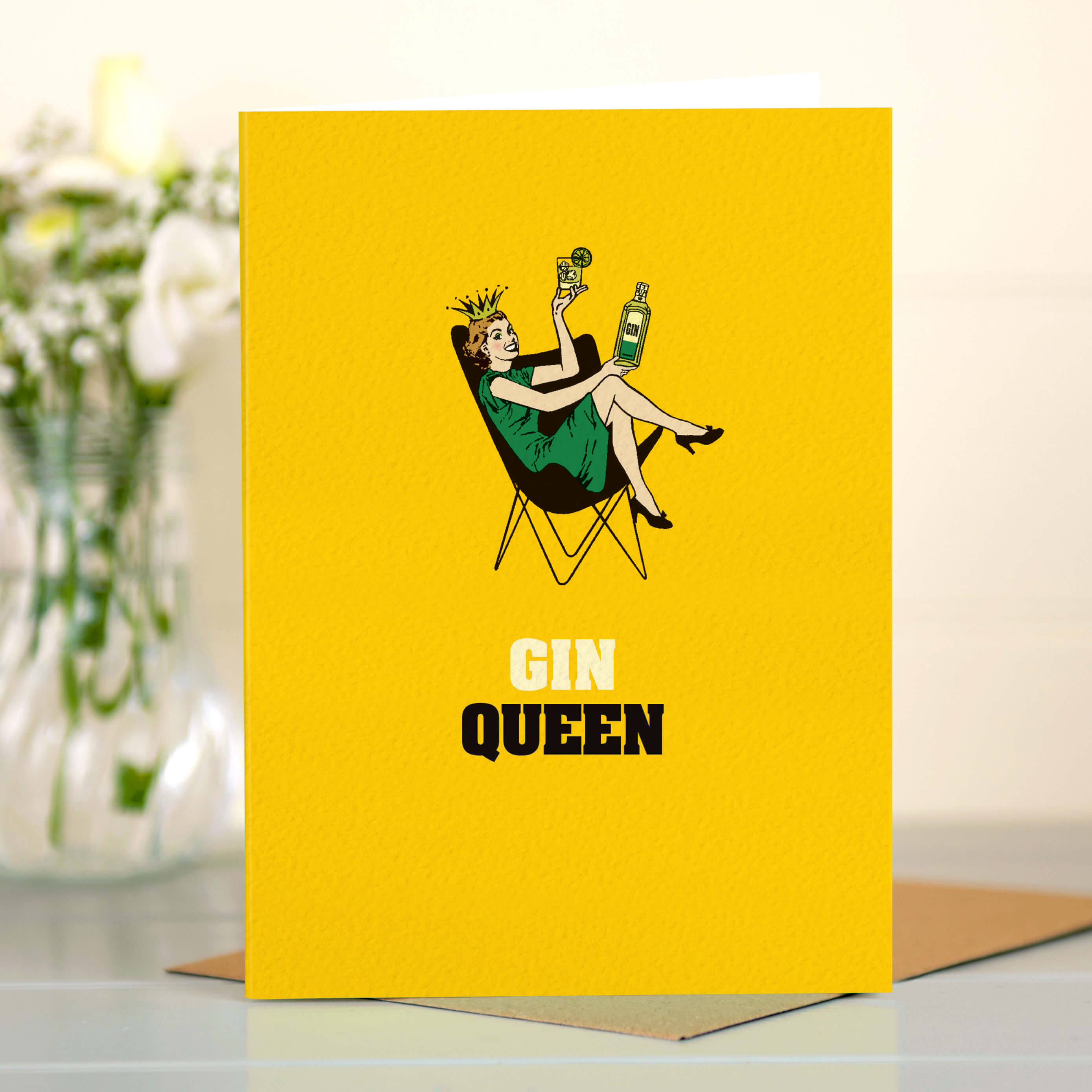 Gin Lover’s Birthday Card - Gin Queen – The Typecast Gallery