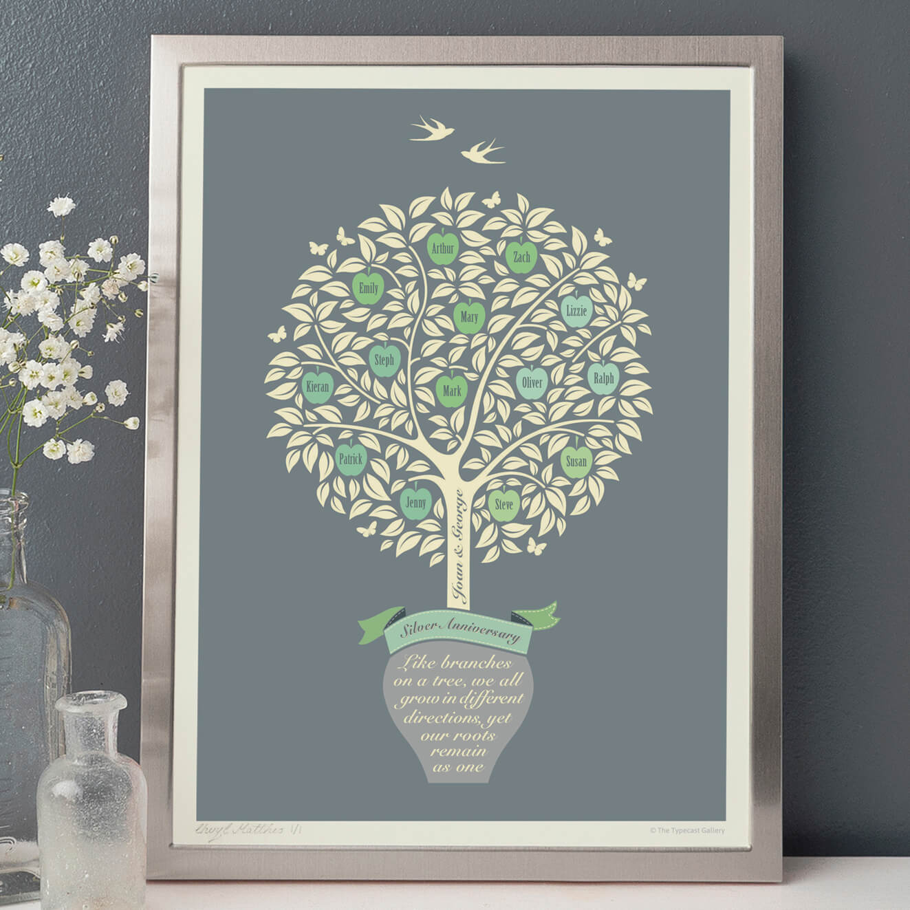 Silver Wedding Family Tree – A Silver Anniversary Gift – The Typecast ...